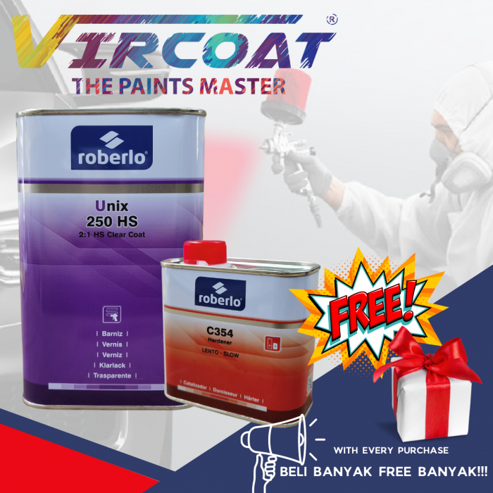 ROBERLO, HS250, HIGH SOLID CLEAR, LAQUER, TOPCOAT, LAQUER KERETA