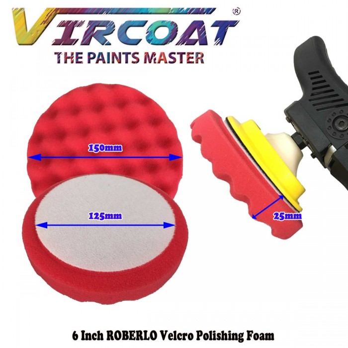 ROBERLO 6 Inch Red Waffle Soft Polishing Foam Polish Pad/ Polishing Pad