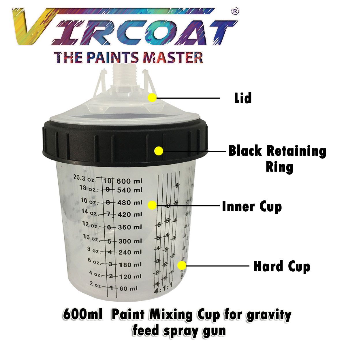 Devilbiss, mixing cup, Calibrated Graduated Paint Mixing Cup, paint ...