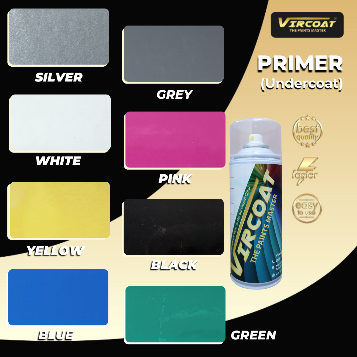 VIRCOAT Aeorosl Spray Undercoat Primer Std Colour Primer Surface/ Tin ...