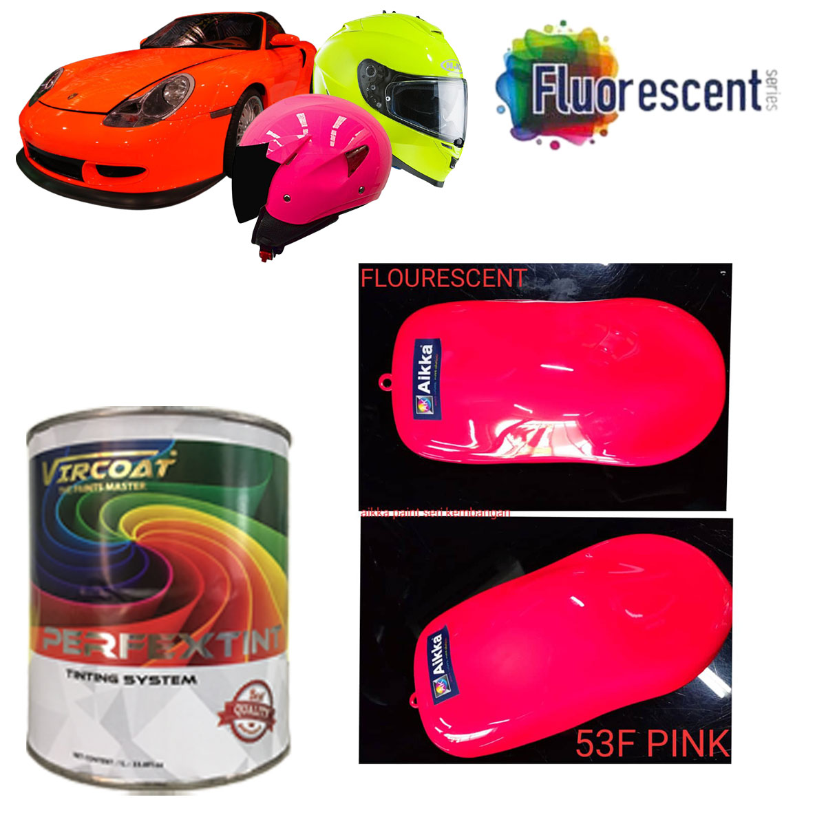 VIRCOAT AUTOMOTIVE PAINT/ BASECOAT FLUORESCENT COLOR 1Ltr